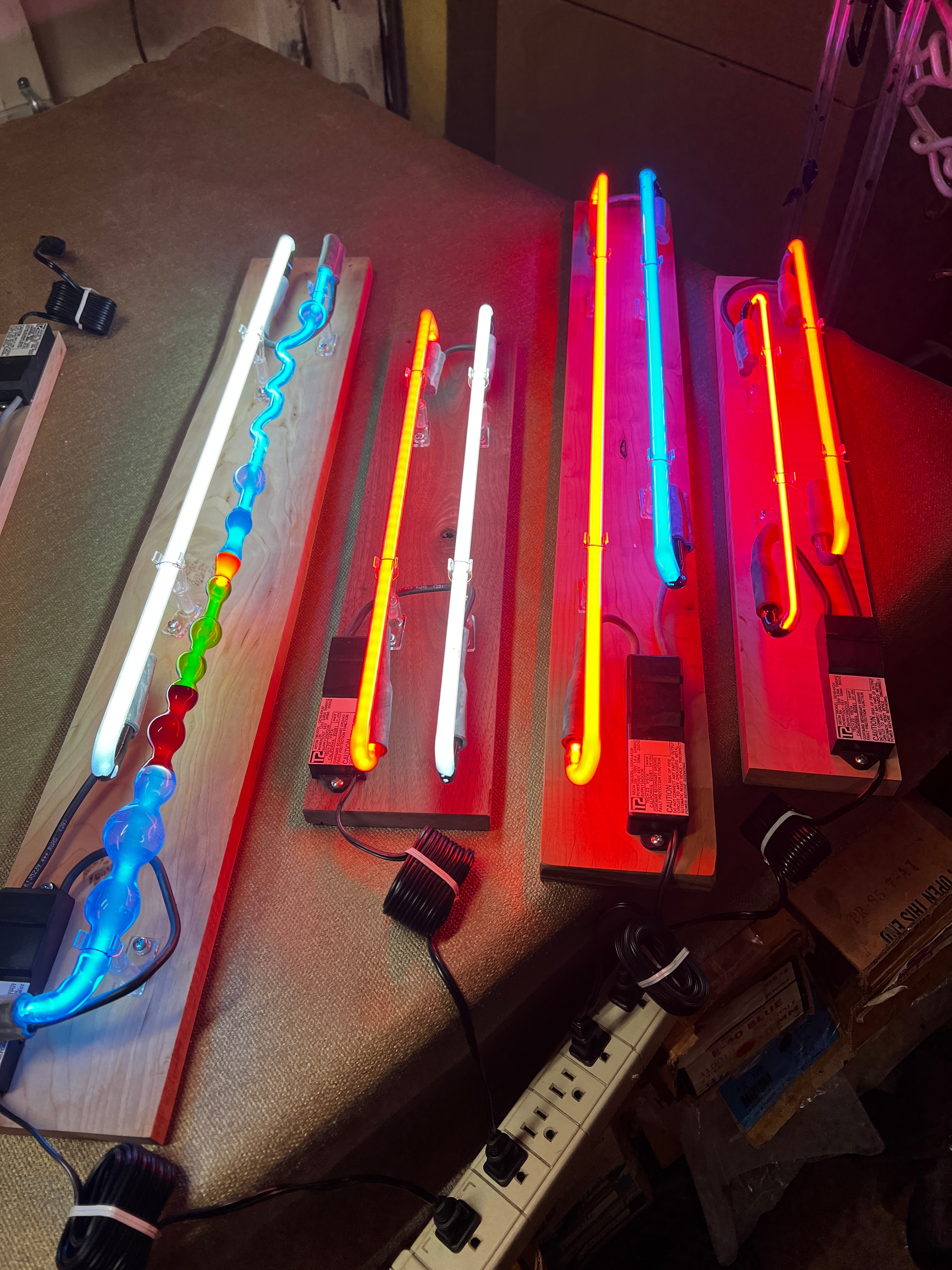 Straight Sticks Mounted on Wood – Uptown Neon